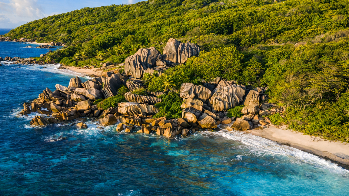 A peaceful beach with unique rock formations