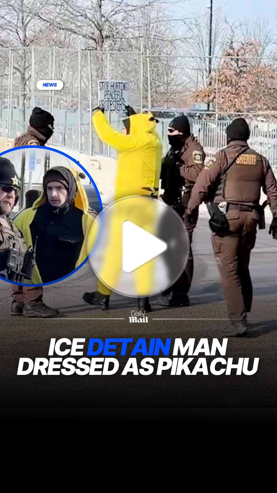 ICE detain man dressed as Pikachu outside federal building