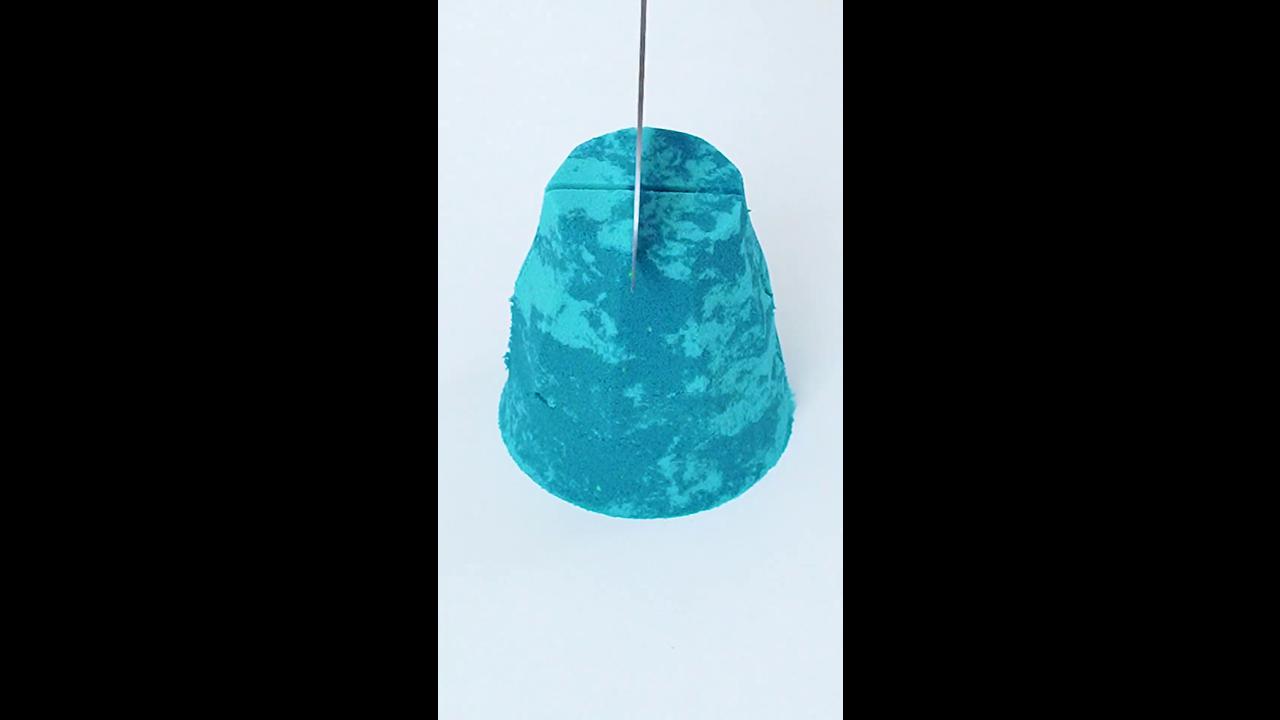 Cutting soft mixed blue sand ASMR