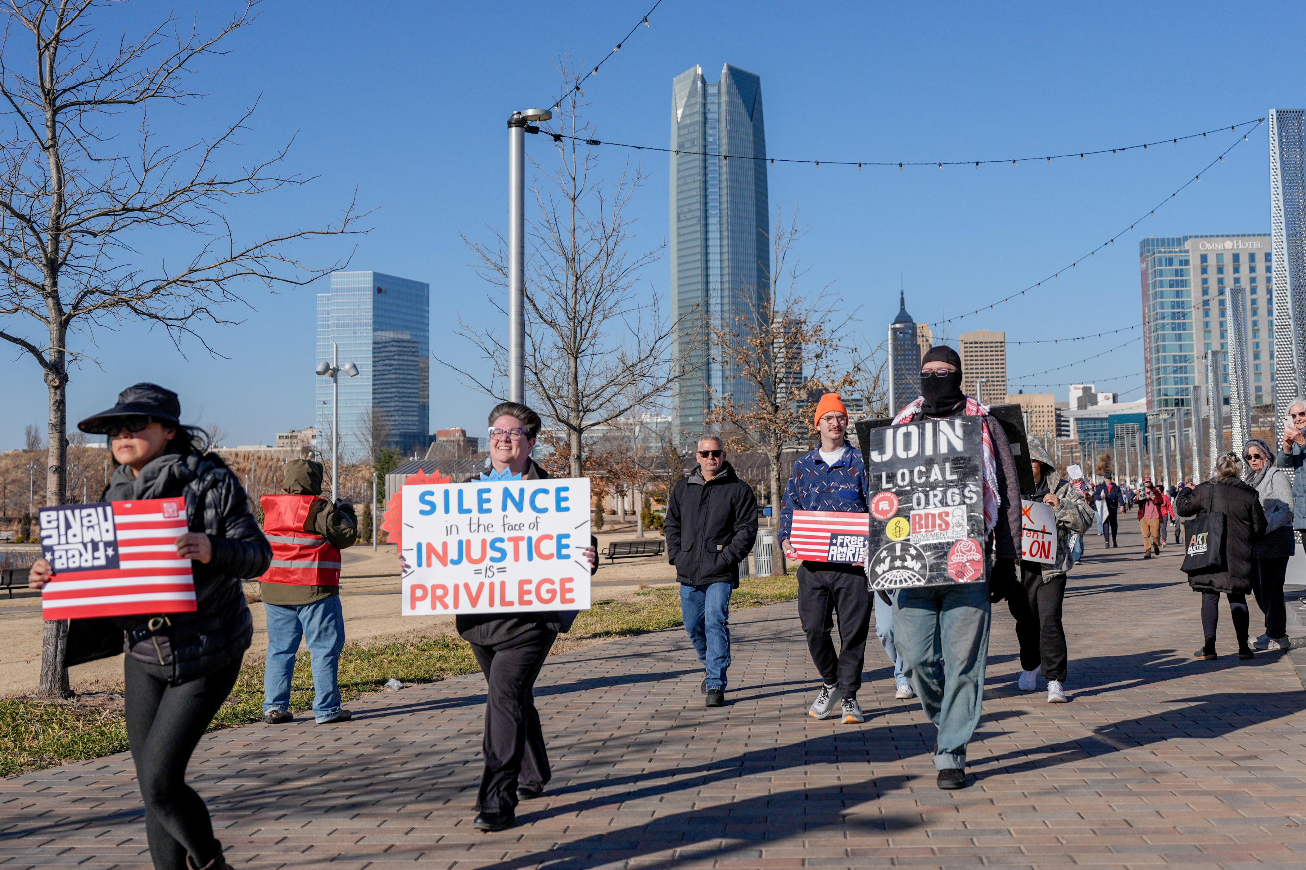 Hundreds join nationwide 'Free America' walkout in OKC, protesting ICE