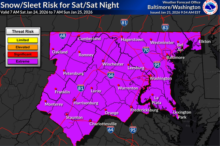 'Extreme risk' for snowstorm in Augusta County region of Virginia