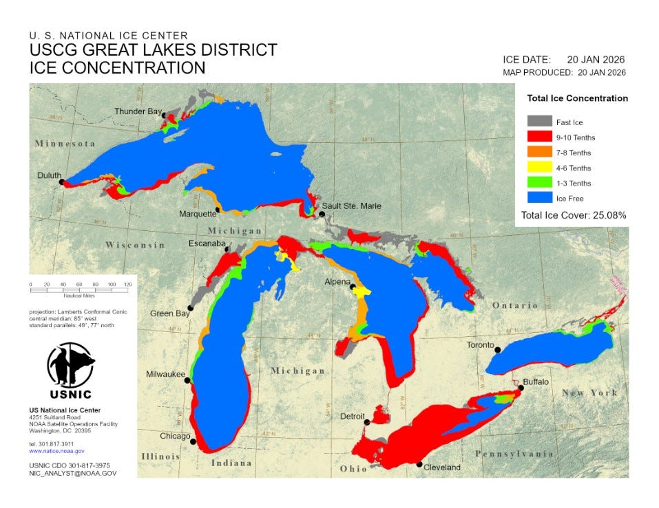 How much ice is on the Great Lakes? Cold weather boosts coverage