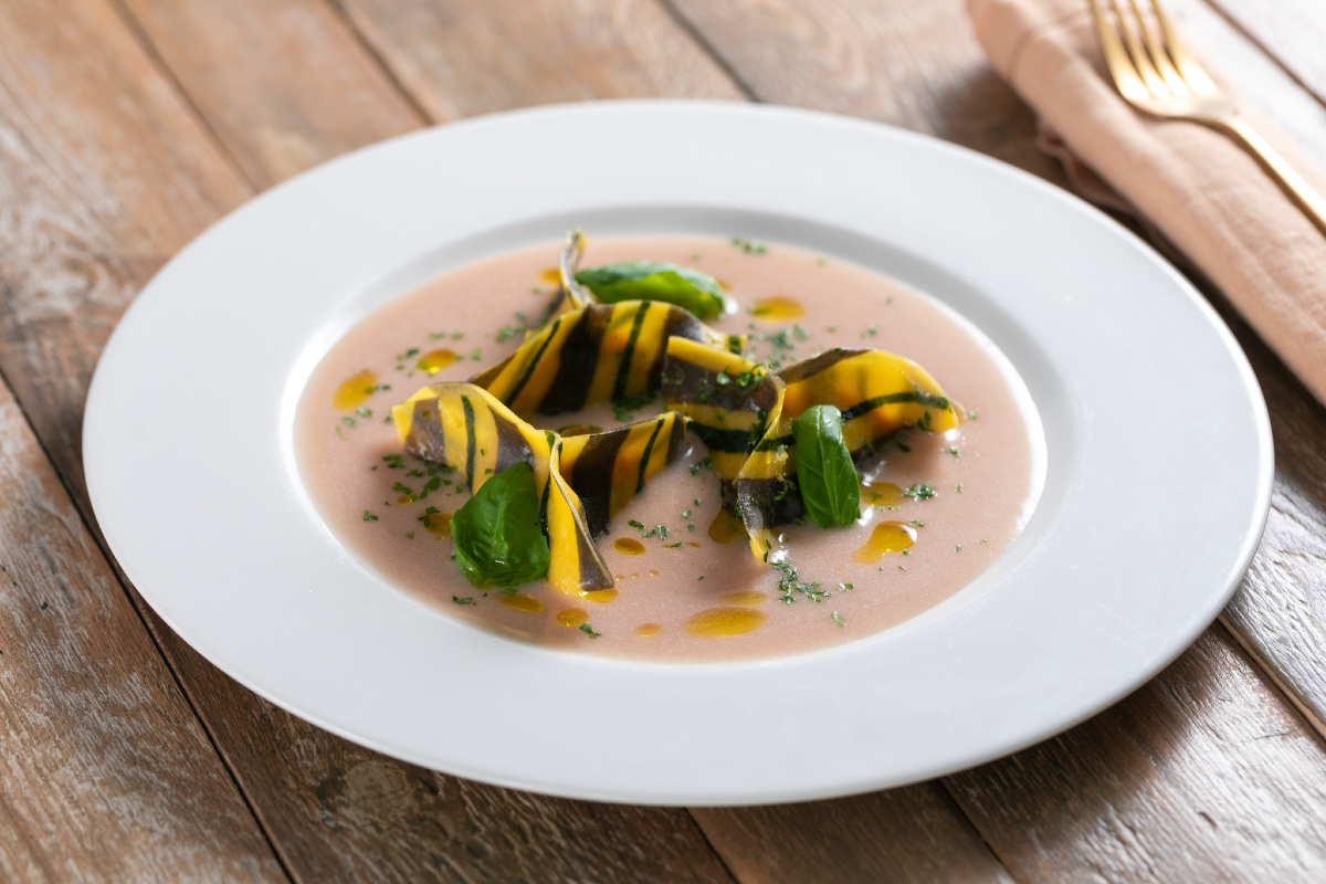 Fish ravioli with three doughs