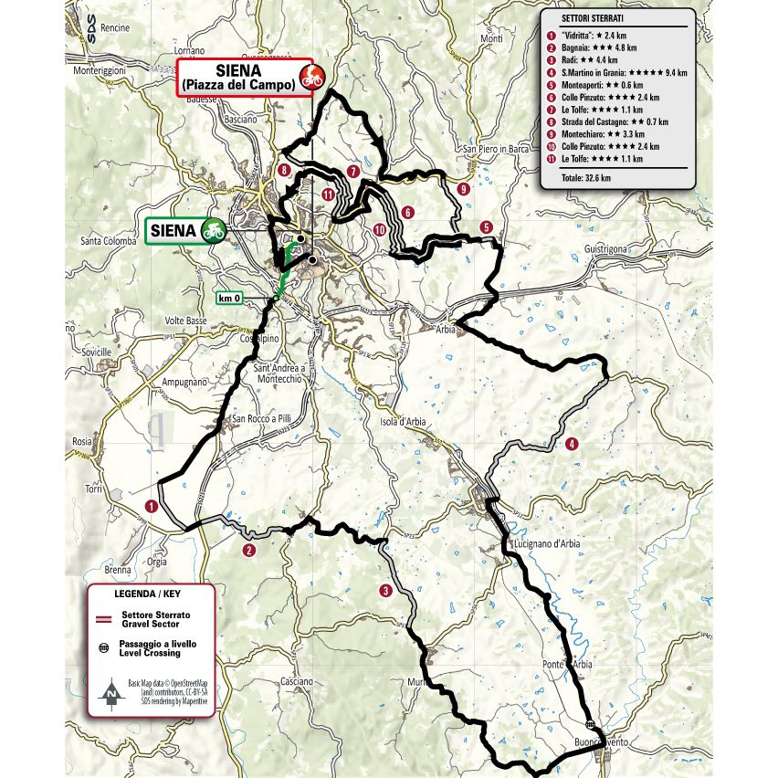 Strade Bianche Women 2026 route