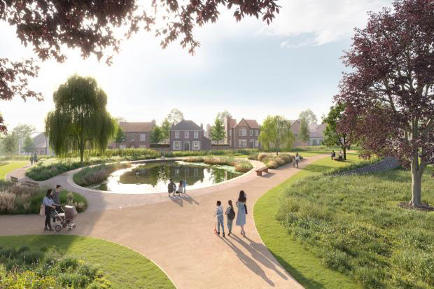 Pond and wildflower gardens seen in photo showing how Manydown's ...