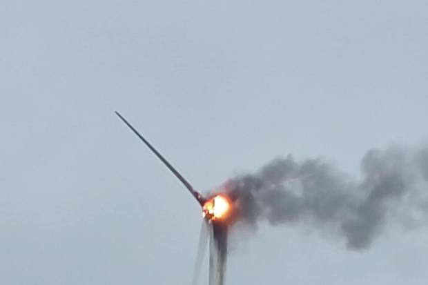 Firefighters from four stations tackling wind turbine fire in South Cumbria