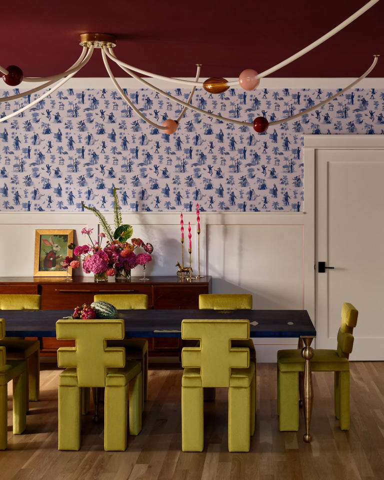 An upcycled IKEA chair is one of the many focal points in this funky ...