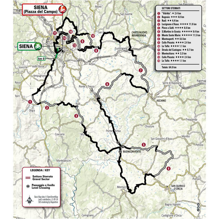 Strade Bianche 2026 route cuts race distance and number of gravel ...
