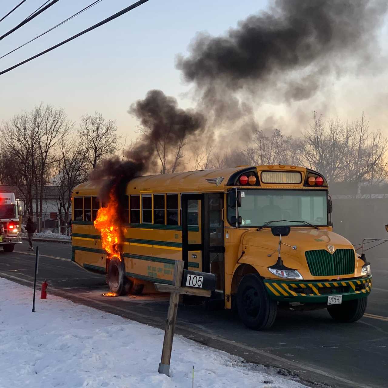 School bus fire breaks out outside high school in Rockland County