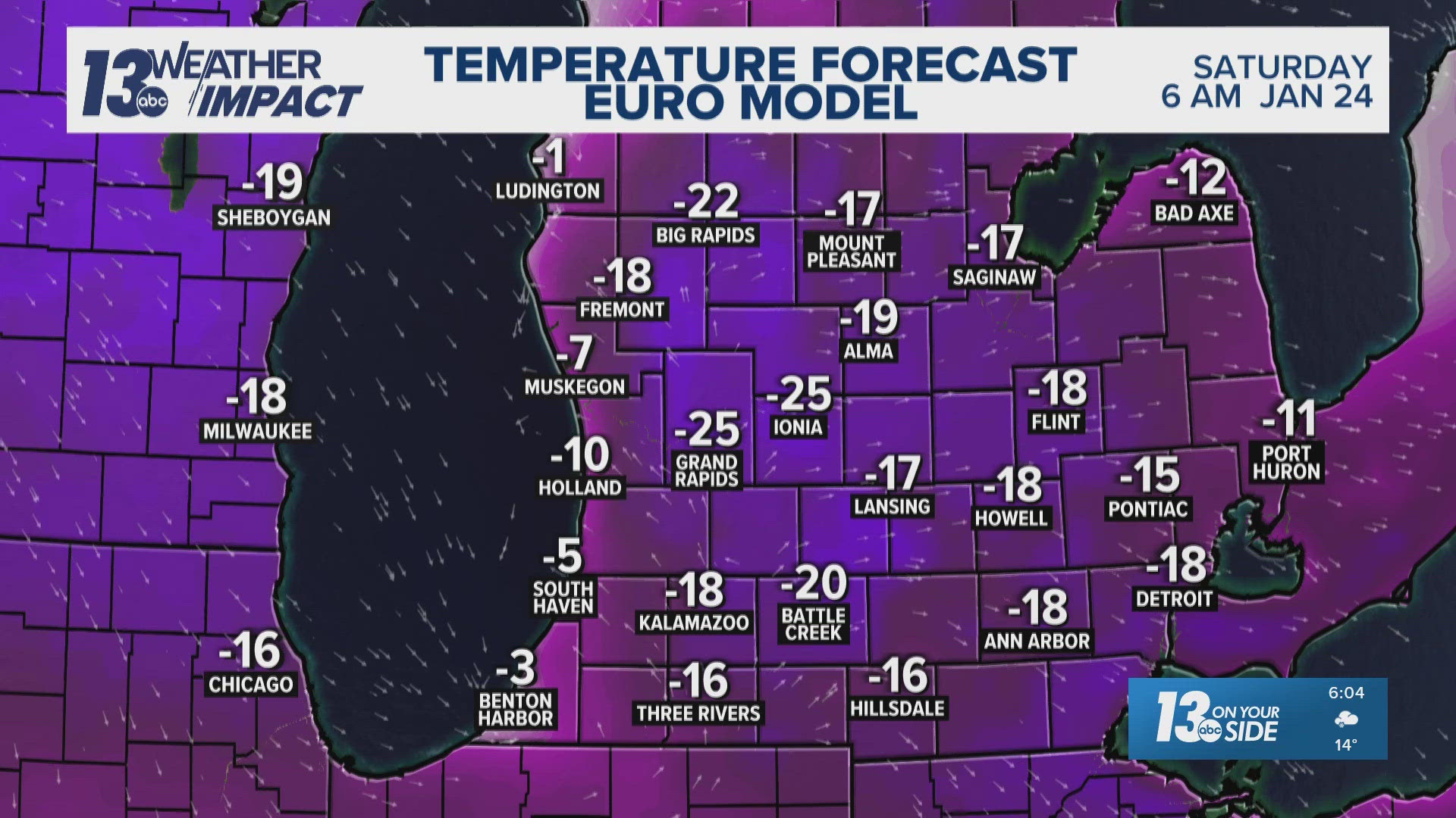 Dangerously low temperatures arrive in West Michigan this weekend