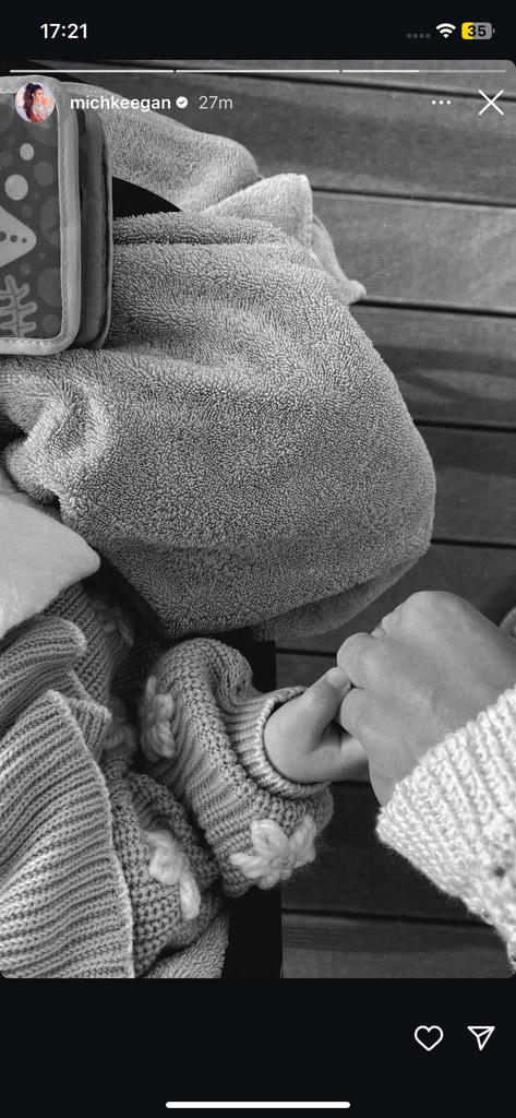 Michelle Keegan's baby Palma clutches mother's hand - in matching ...
