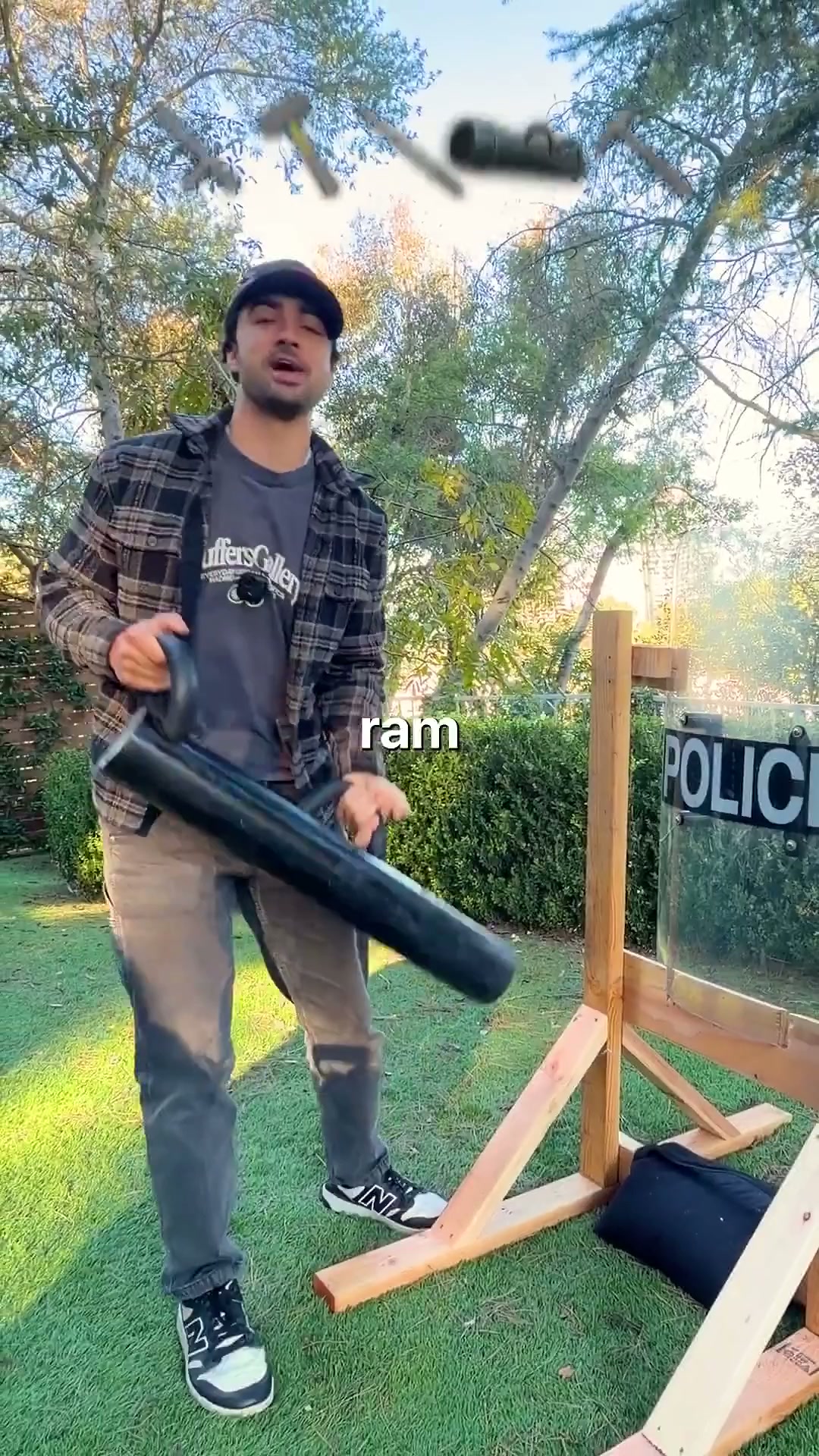 Police riot shield durability test