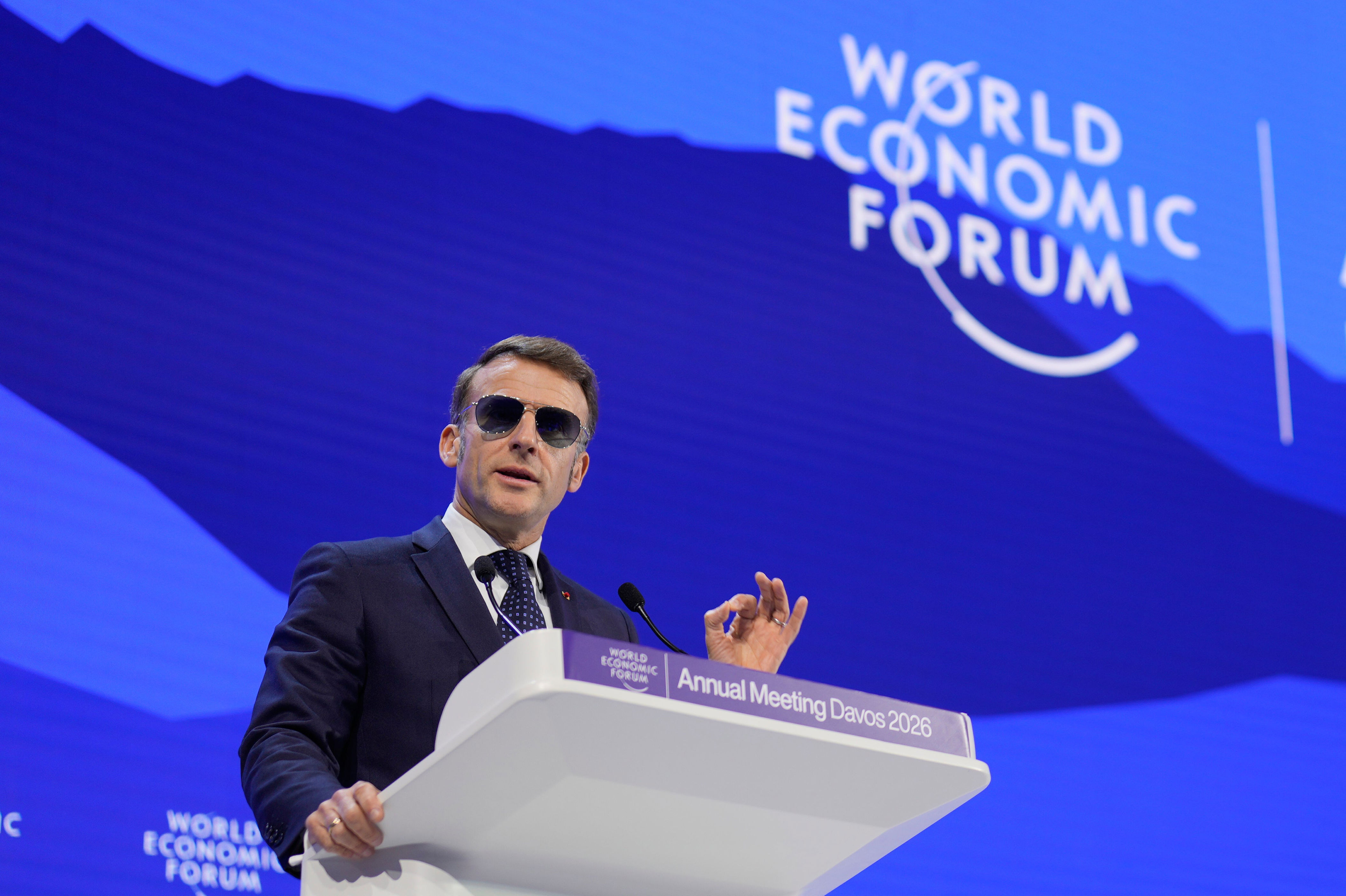 Trump mocks Macron’s sunglasses during Davos speech: 'What happened?'