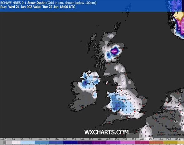 Snow forecast maps show 44 cities buried as 50cm blizzard hits UK in ...