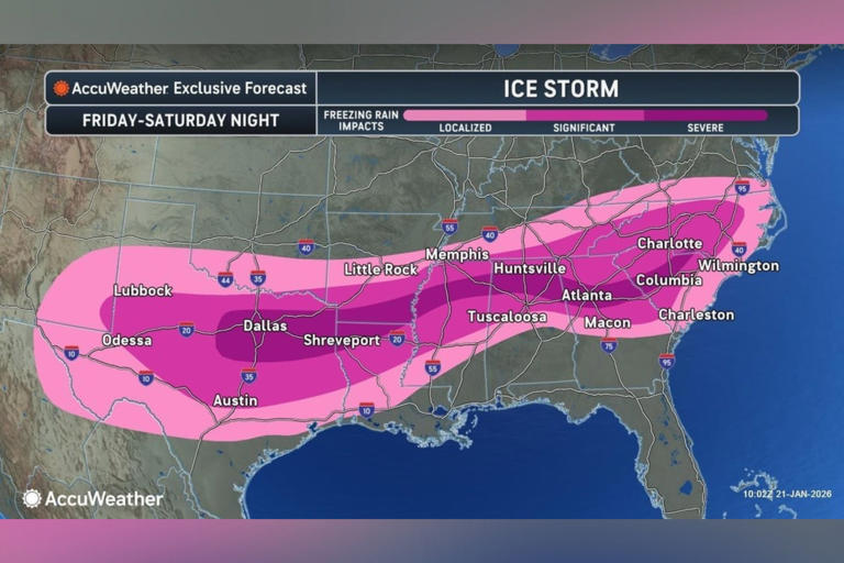 Map, list of cities facing potentially worst ice storm in decades