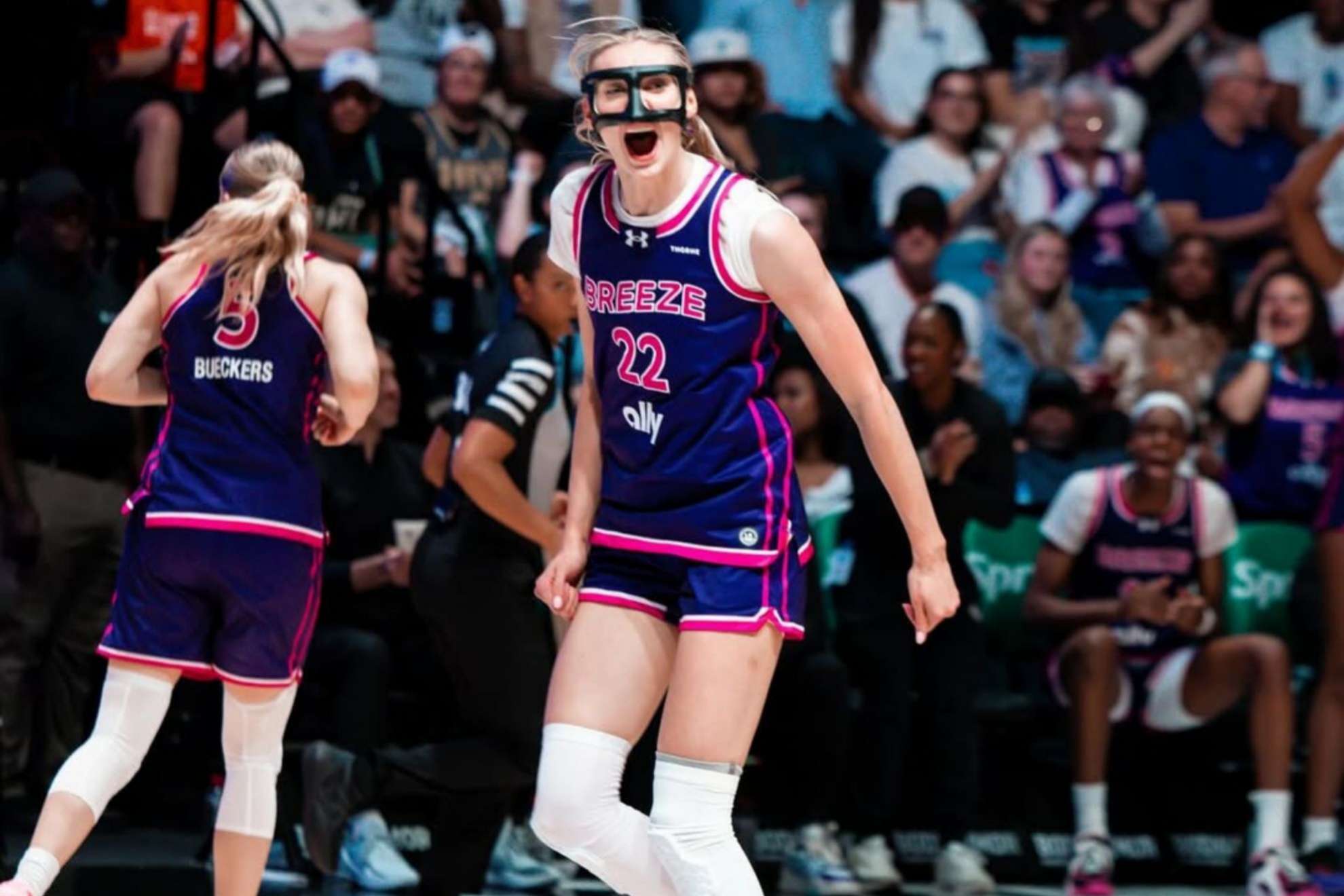 Cameron Brink erupts after a powerful block on Alanna Smith, igniting a ...