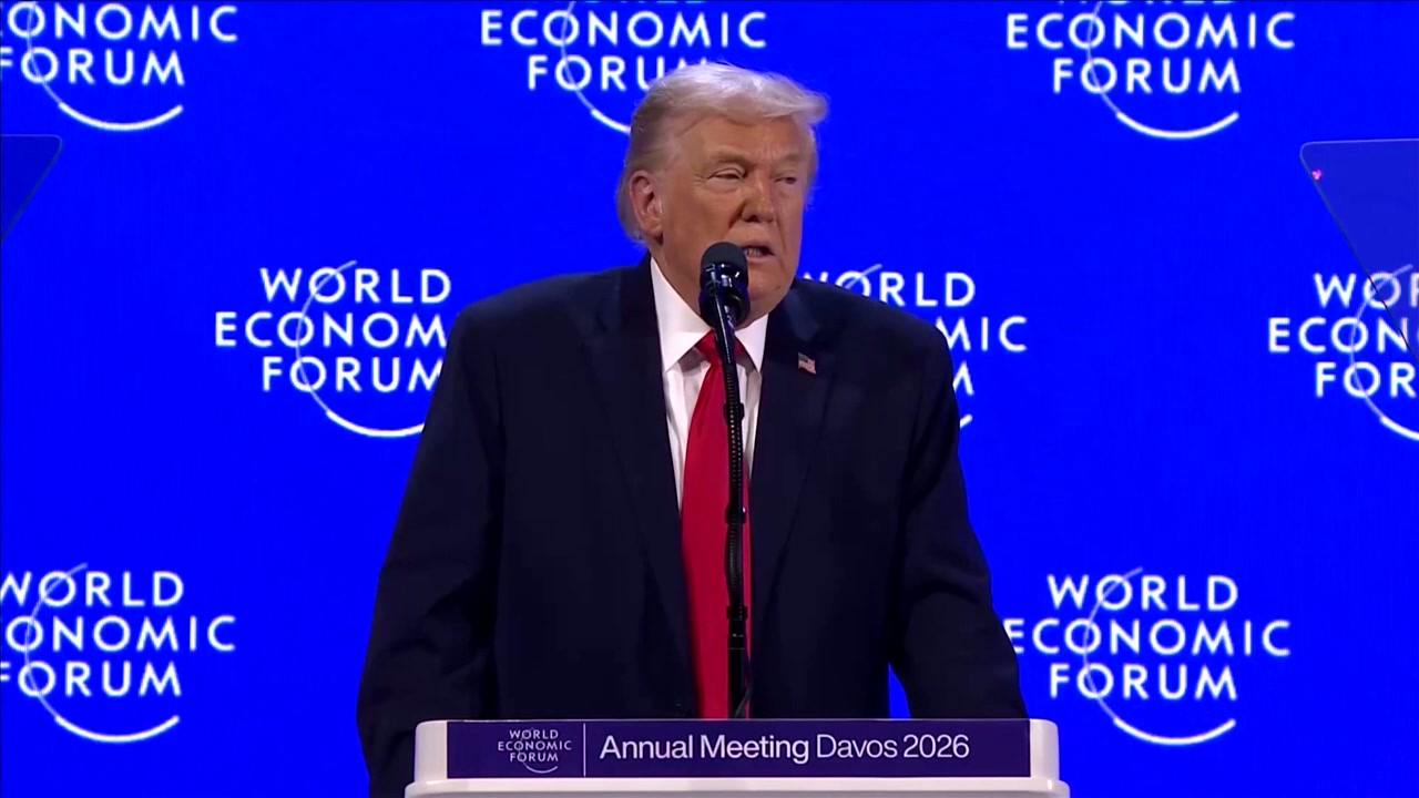 Trump touches on Greenland, Carney, Macron’s glasses in Davos speech