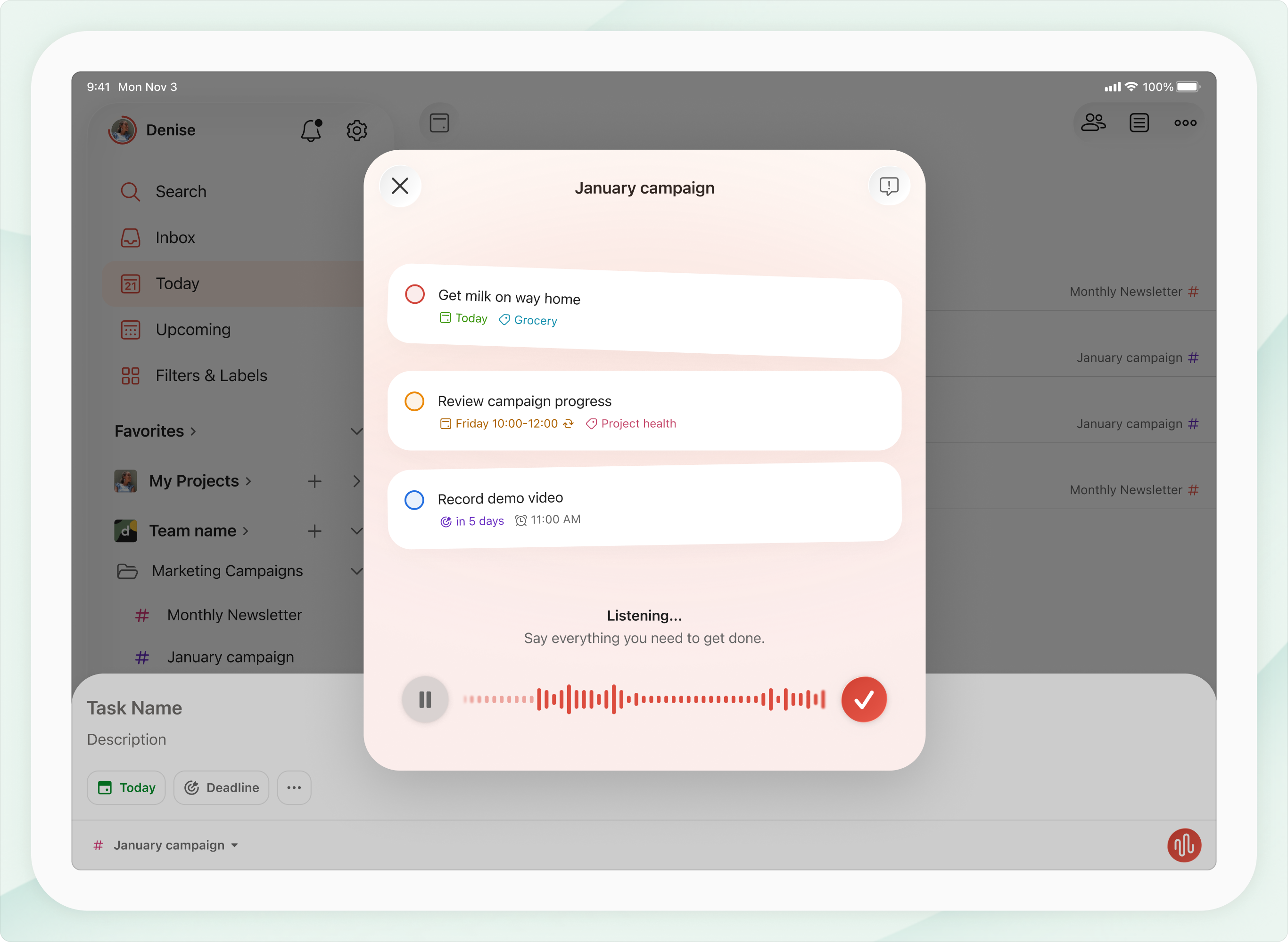Todoist’s app now lets you add tasks to your to-do list by speaking to ...
