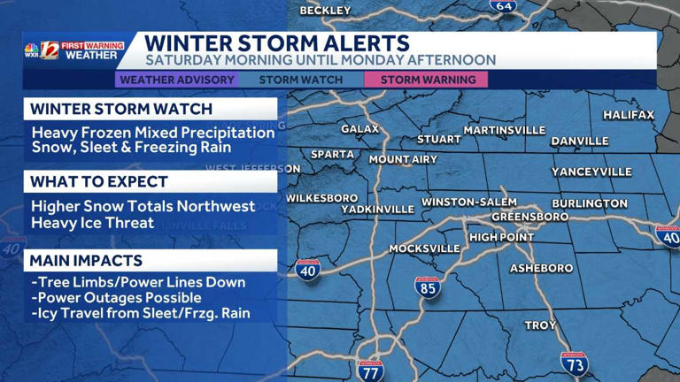 Winter storm forecast updates | Major ice storm impacts North Carolina