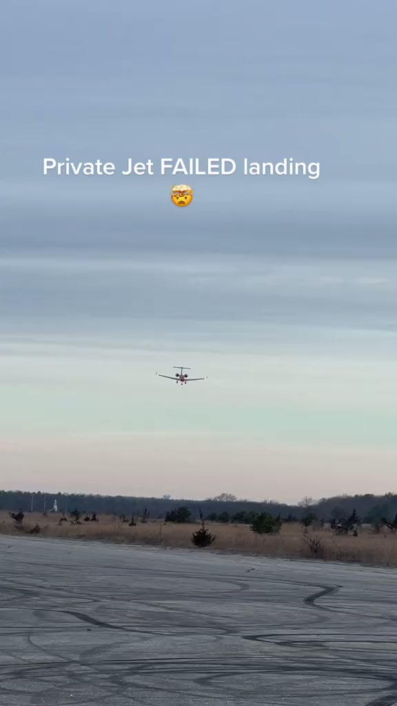 RC private jet aborts shaky landing at rural airstrip
