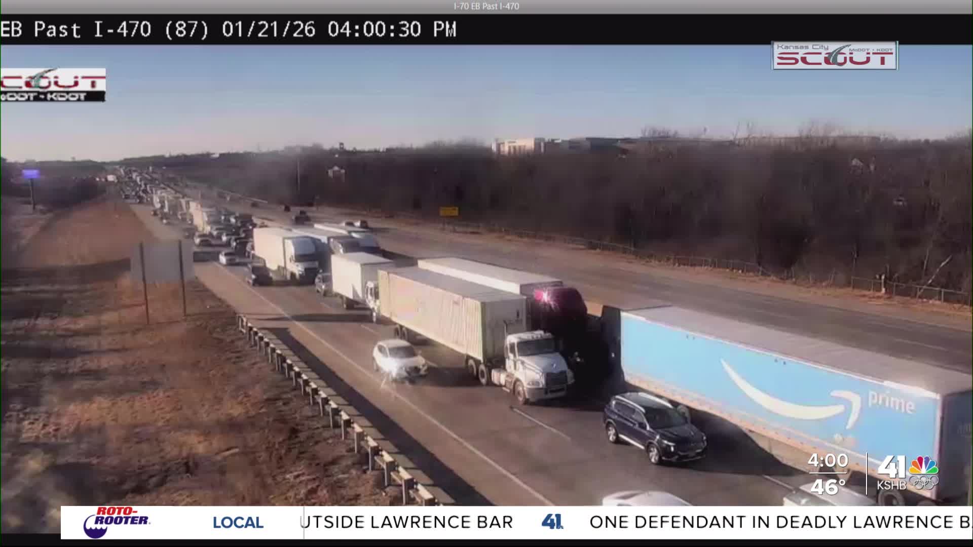 1 dead in crash Wednesday on EB I-70 at Woods Chapel Road in Blue Springs