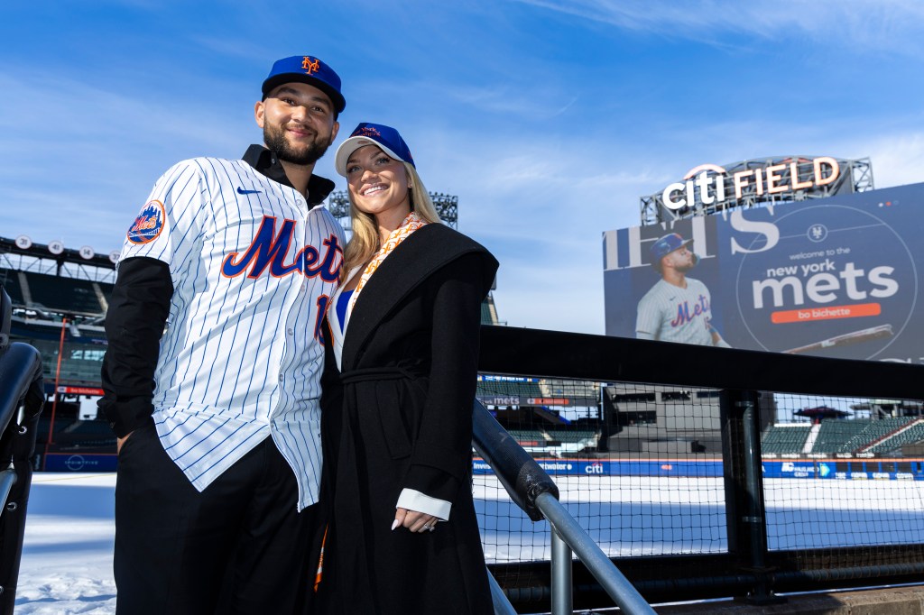Bo Bichette’s wife supports him at Mets intro weeks after their wedding