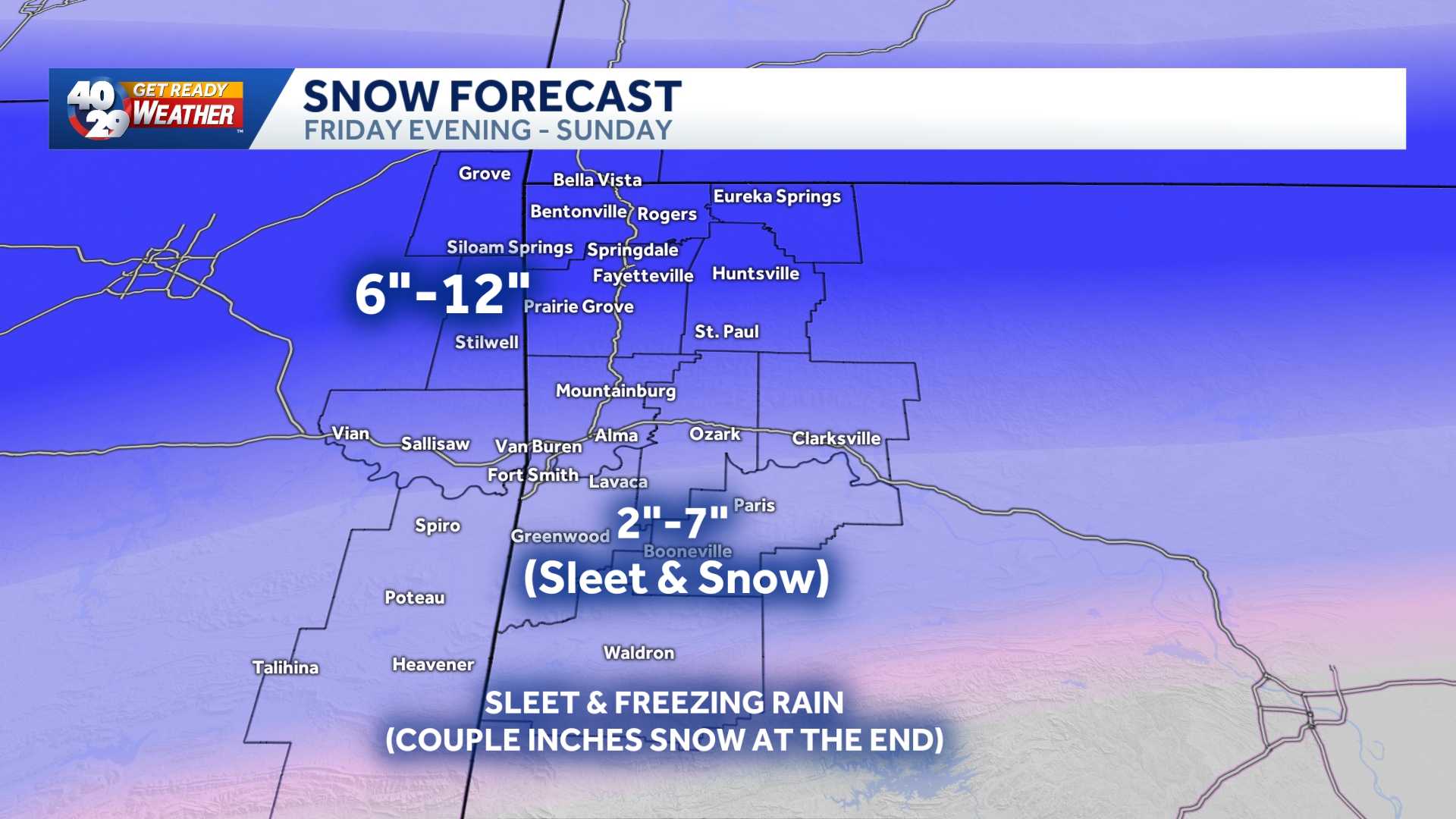 Arkansas: Snow and sleet expected in this weekend's storm