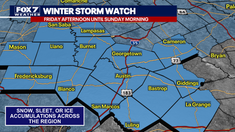 Austin weather: Winter storm watch issued as Arctic blast set to arrive