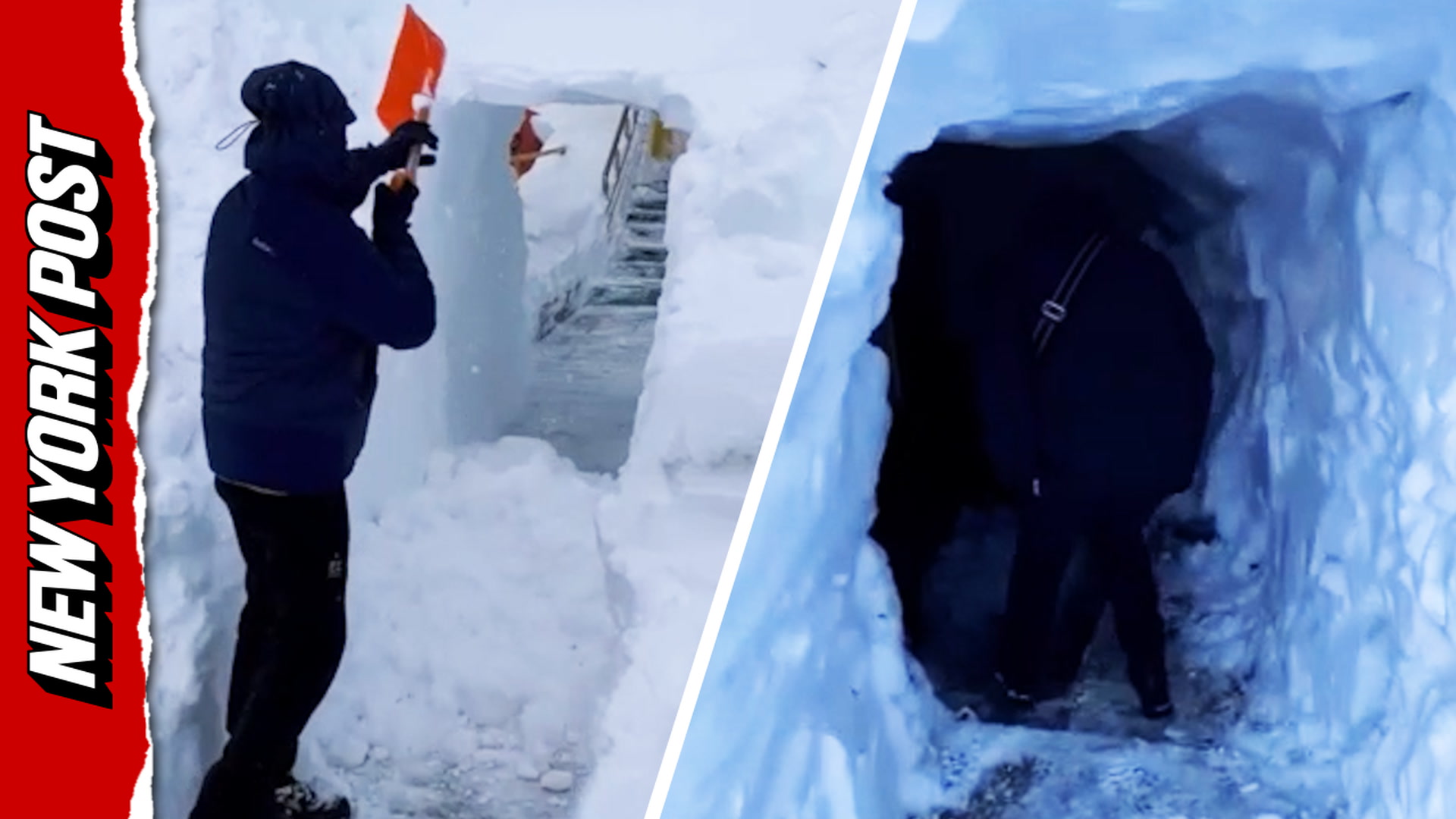 Russians dig tunnels through town buried under seven feet of snow
