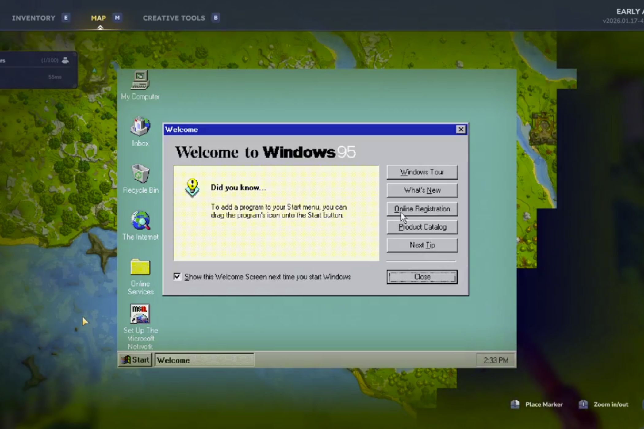 Someone got Windows 95 running in the newest sandbox game, Hytale