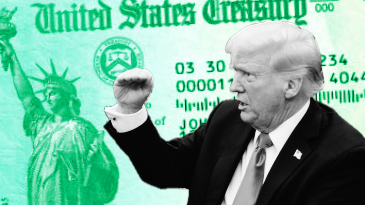 Trump dangles $2,000 fake checks while in Davos