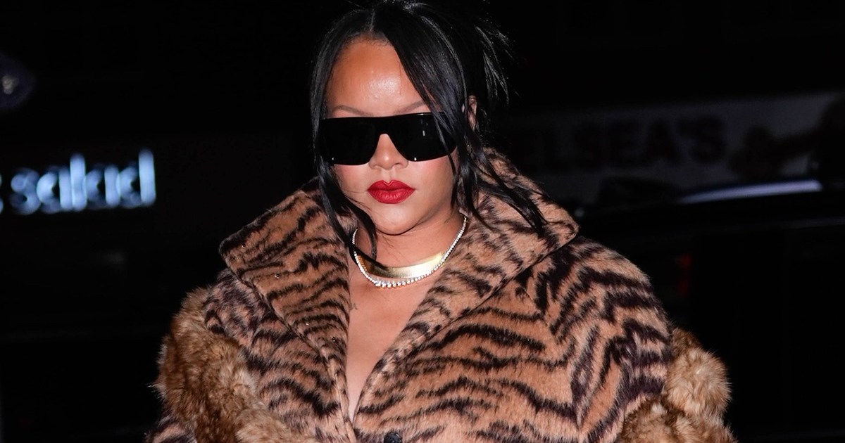 Rihanna mixes animal prints perfectly in Alaia fur coat & heels look