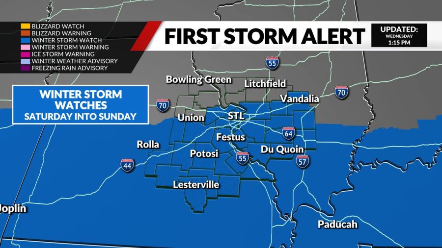 Winter storm watch issued for most of St. Louis region this weekend