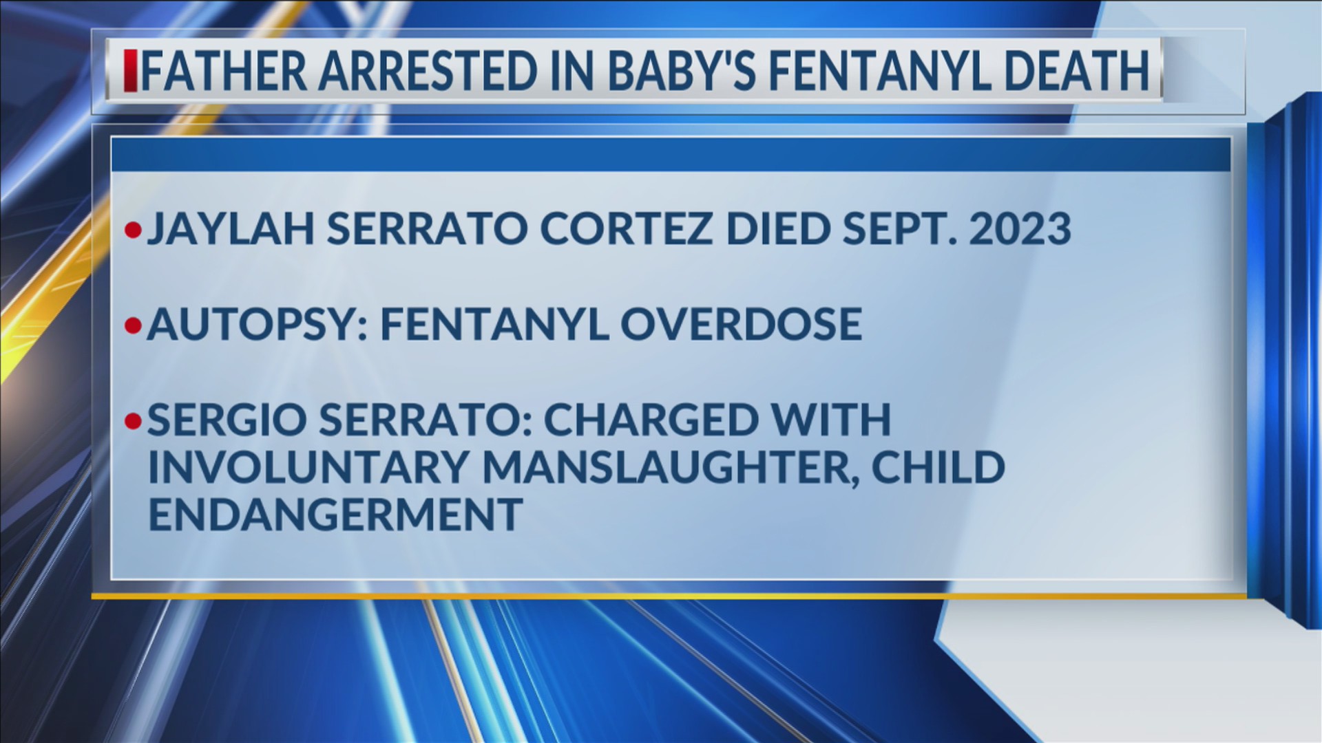 Man facing involuntary manslaughter charge in 2023 baby fentanyl death