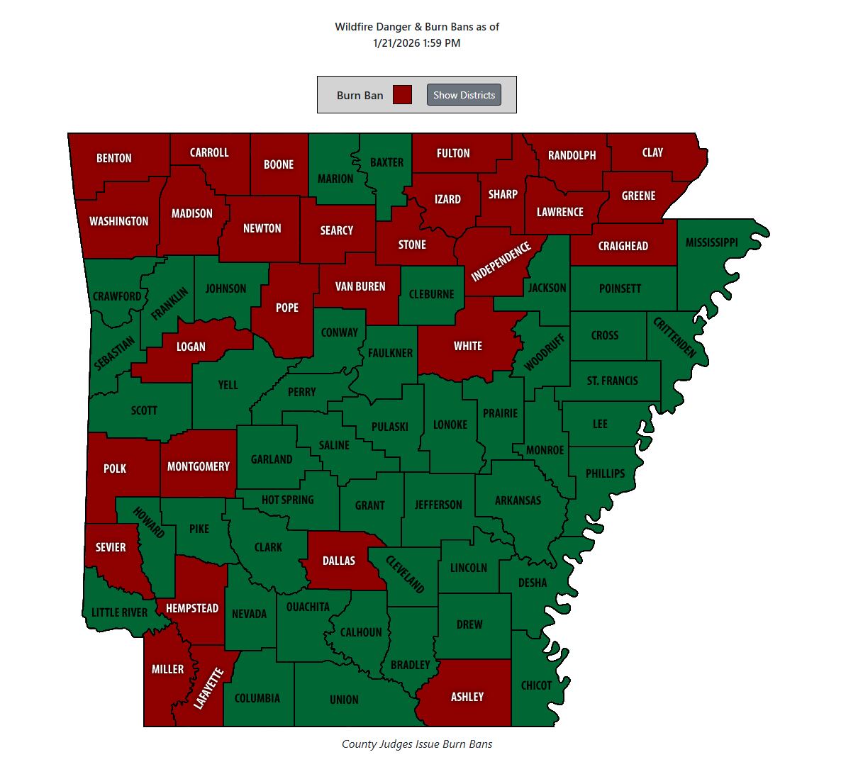 Several northeast Arkansas counties under burn bans