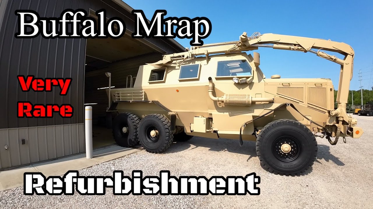 Buffalo MRAP trainer 6x6 IED removal truck refurbishment before and ...