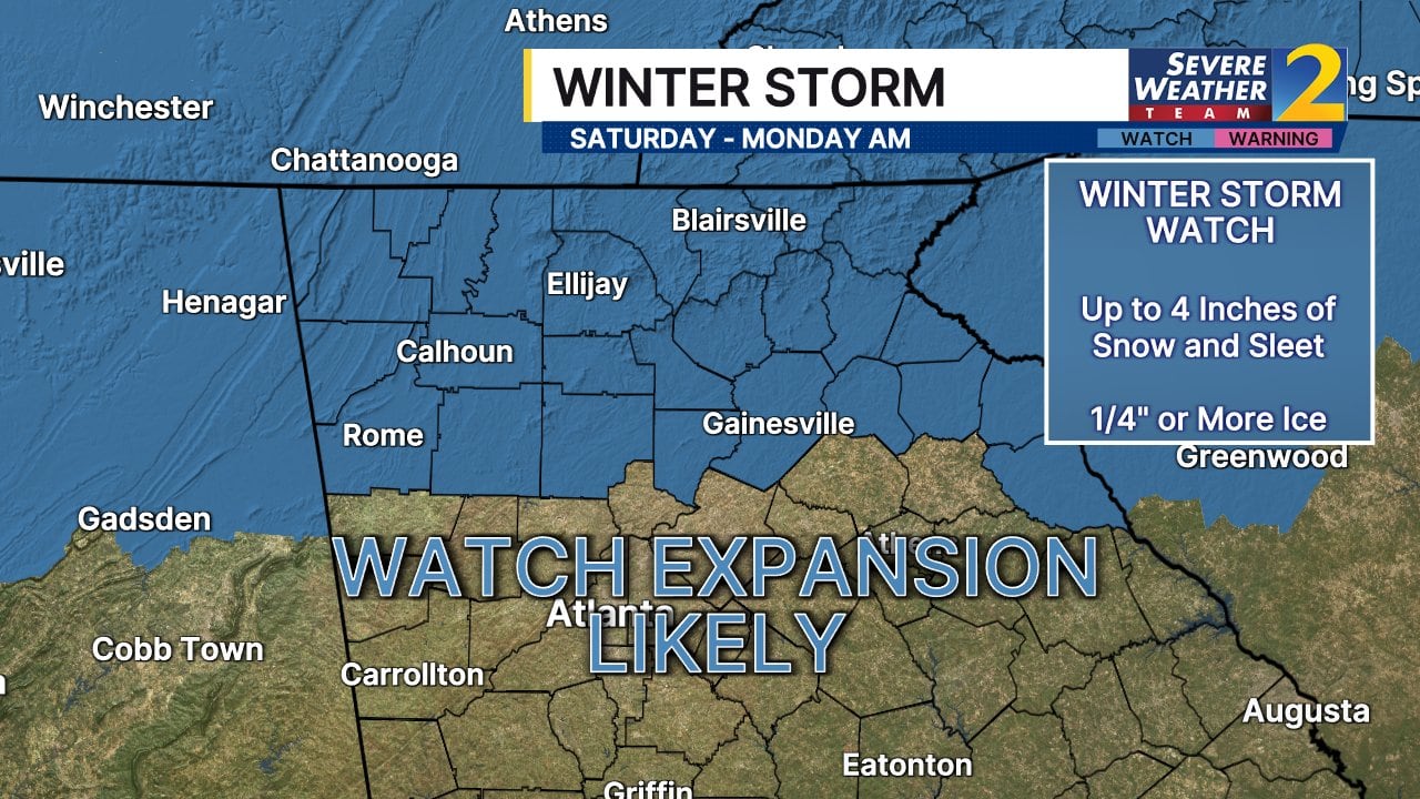 Georgia winter weather: Winter storm watch issued for several North ...