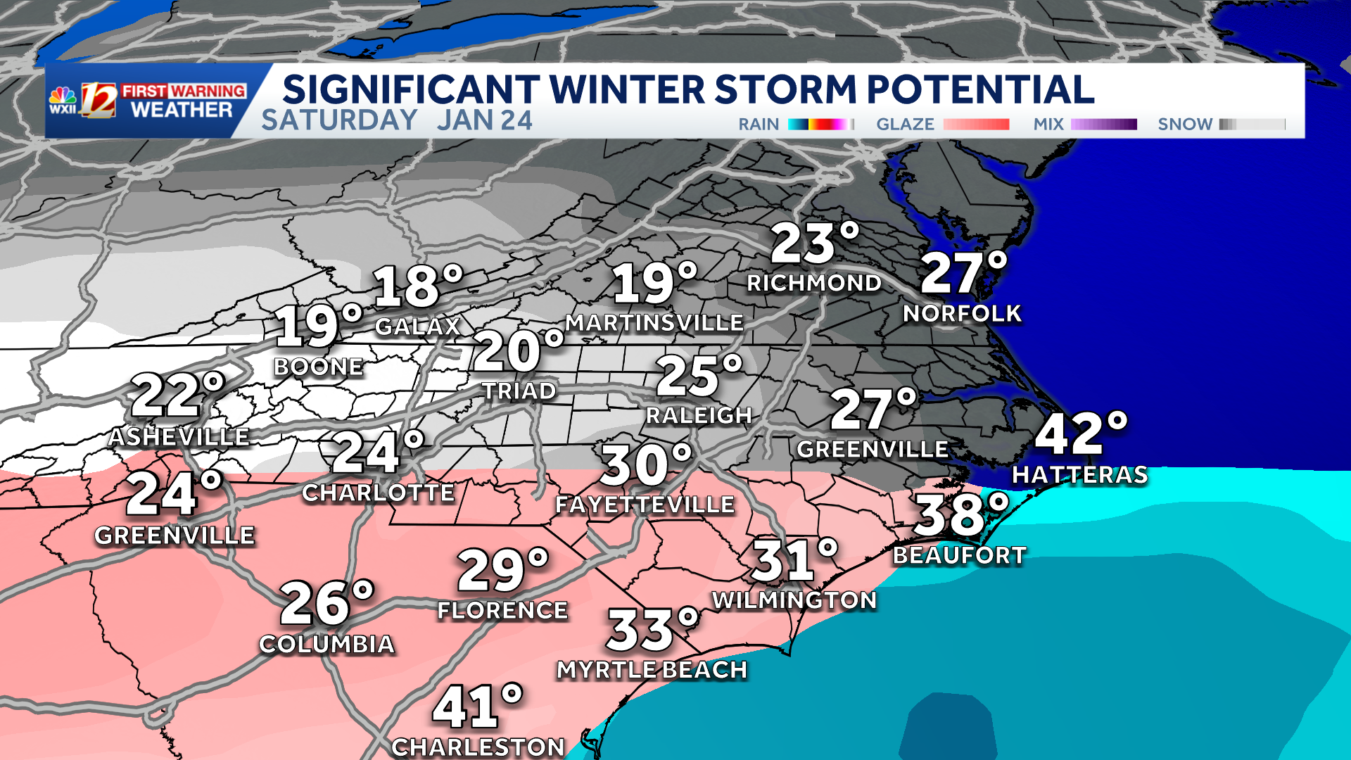 Winter storm watch in effect as cold air spreads into the Carolinas ...