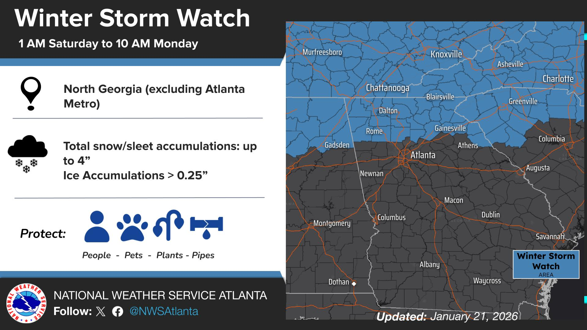 NWS issues Winter Storm Watch for these North Georgia counties