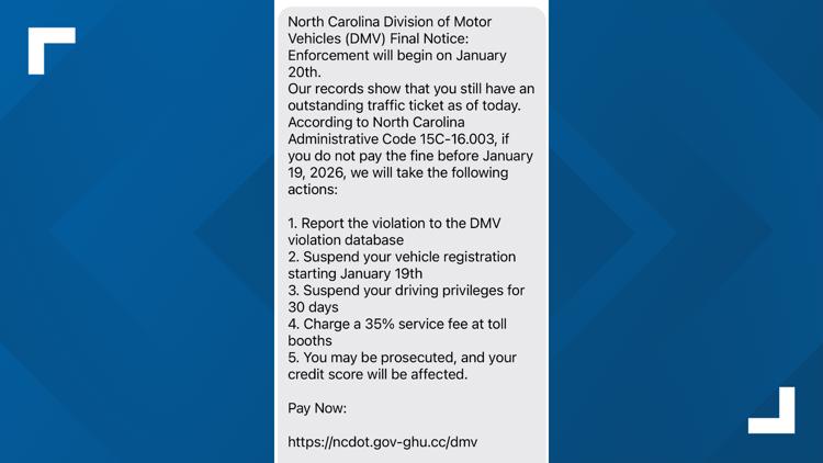 DMV scam texts hit North Carolina phones