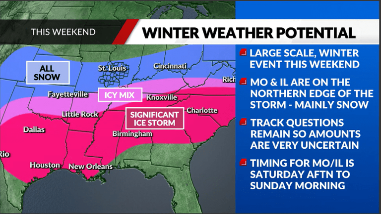 Winter storm watch issued for most of St. Louis region this weekend