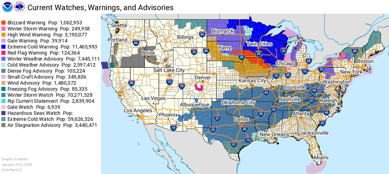 Extreme cold, major snow likely for millions across US. See the maps.