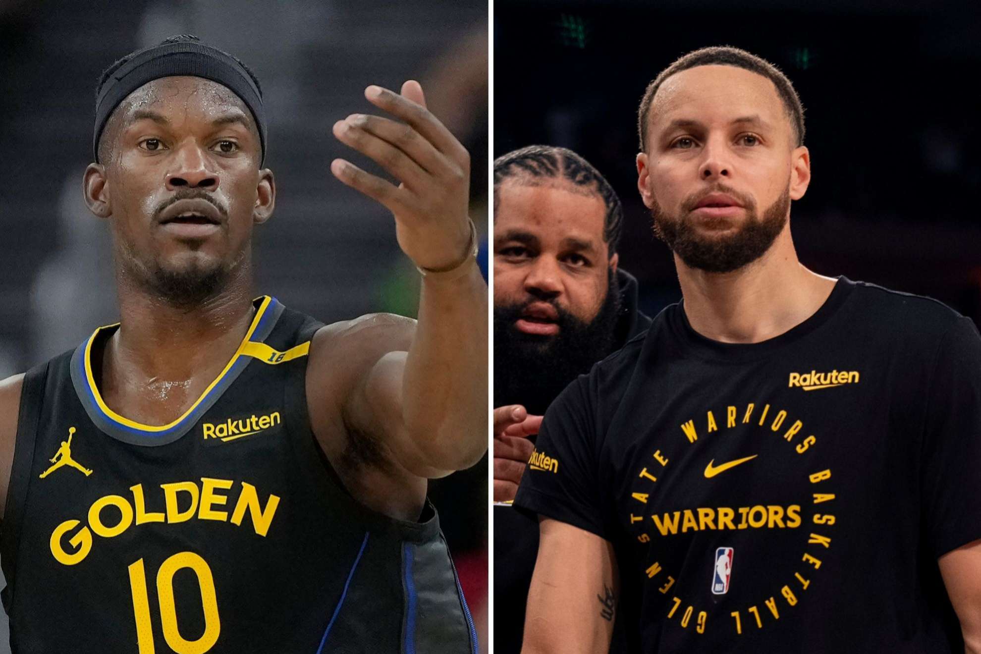 Steph Curry in clear anguish as Jimmy Butler is carried off the court ...