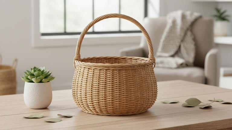 Make thrifted wicker baskets look like designer countertop storage with ...