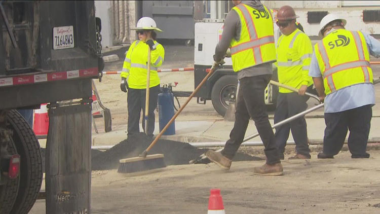 Sinkhole repairs continue in San Diego’s Morena neighborhood, drivers ...
