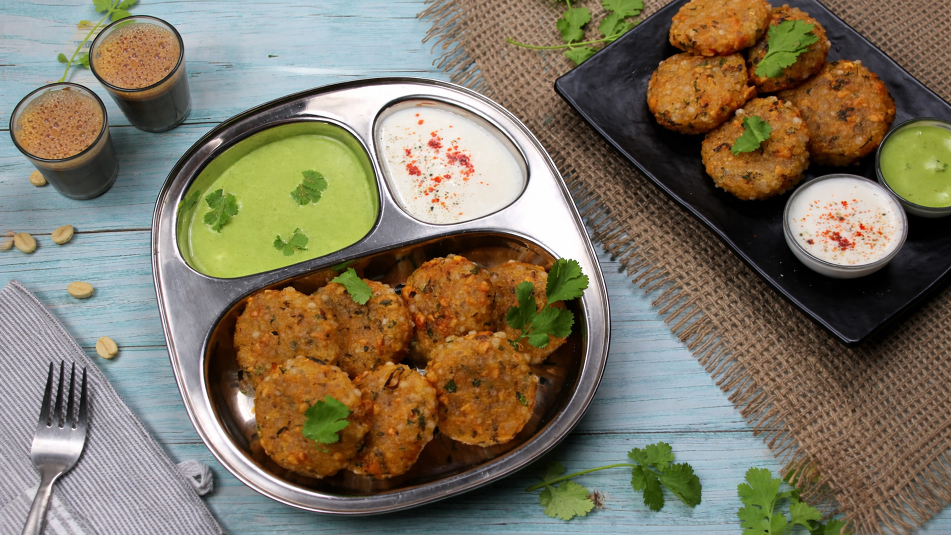 Crispy sabudana vada with cooling yogurt chutney