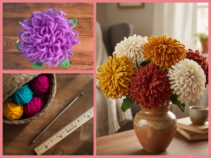 Blume häkeln mal ungewöhnlich: Die "Geheimzutat" ist ein Lineal