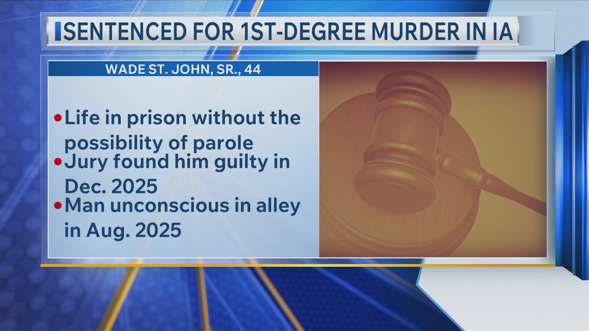 Sentence for 1st degree murder in IA