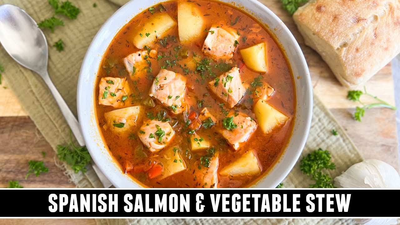 Spanish salmon & vegetable stew | Packed with flavors and easy to make