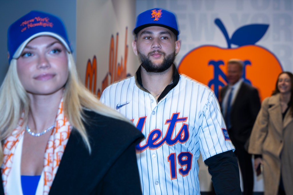 Bo Bichette’s wife supports him at Mets intro weeks after their wedding